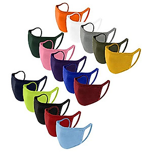 15 pcs Reusable Cotton Cloth Fabric Face_Mask, Fashion Colorful Protective Design , Unisex Washable (a)