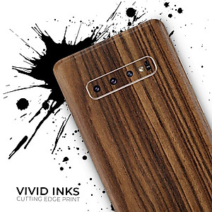 DesignSkinz Bright Ebony Woodgrain | Protective Vinyl Decal Wrap Skin Cover Compatible with The Samsung Galaxy S9 Plus (Full-Body, Screen Trim & Back Glass Skin)