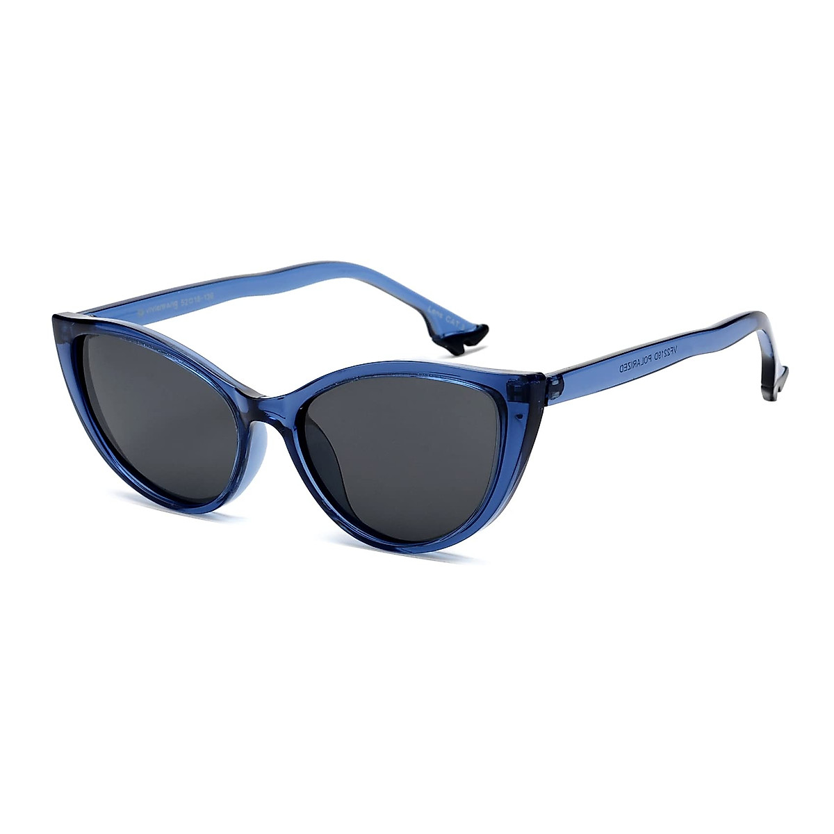 VIVIENFANG Retro Polarized Cat Eye Sunglasses for Women, Vintage Designer Navy Blue Cateye Women's Shades VF2219D