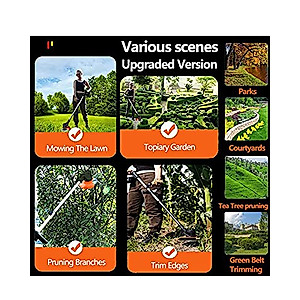 Electric String Trimmer Weed Wacker Lawn Edger with 2 Li-Ion Battery 1 Charger and 16 Cutting Blades for Lawn Yard Garden Bush Trimming & Pruning