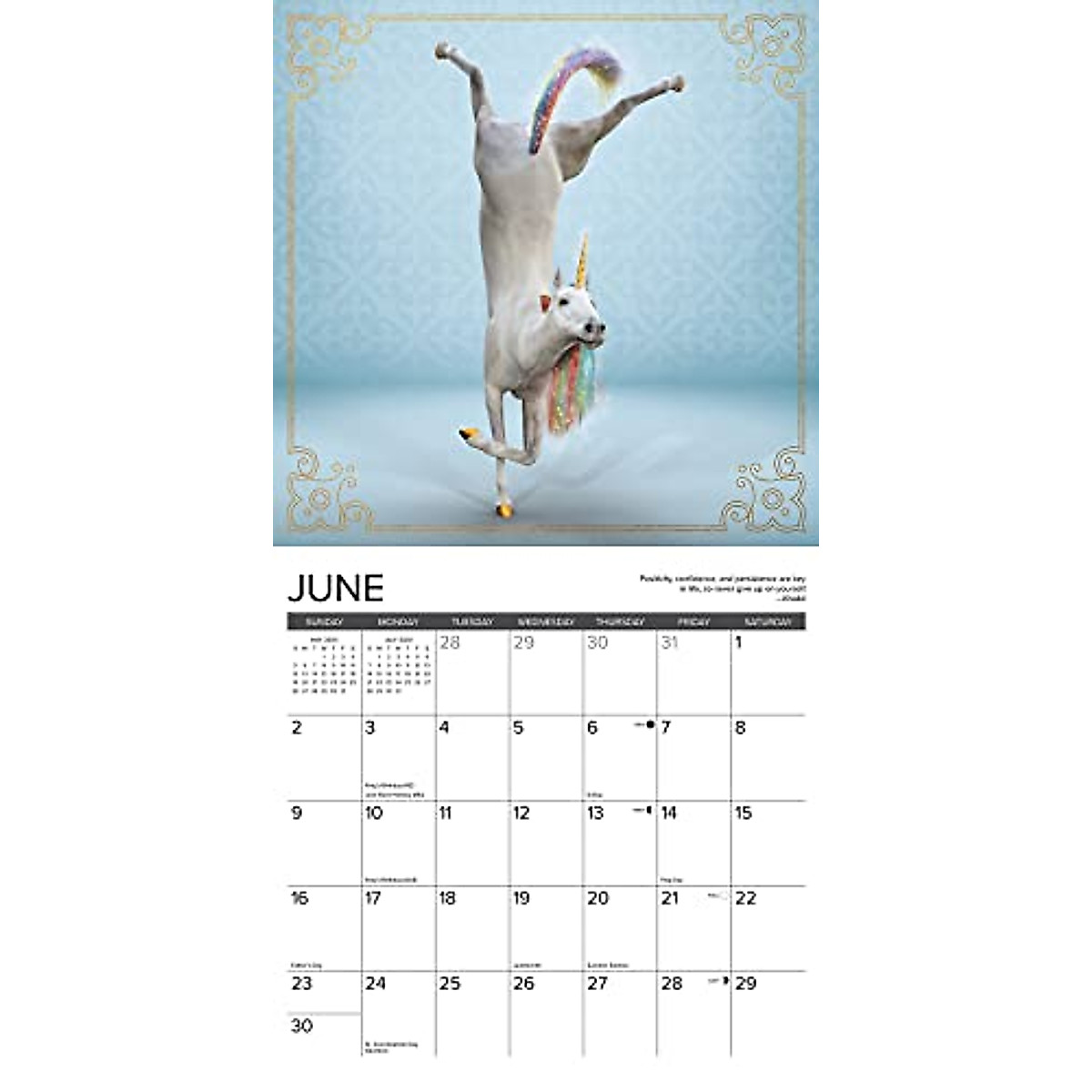 Willow Creek Press Unicorn Yoga Monthly 2024 Wall Calendar (12" x 12")