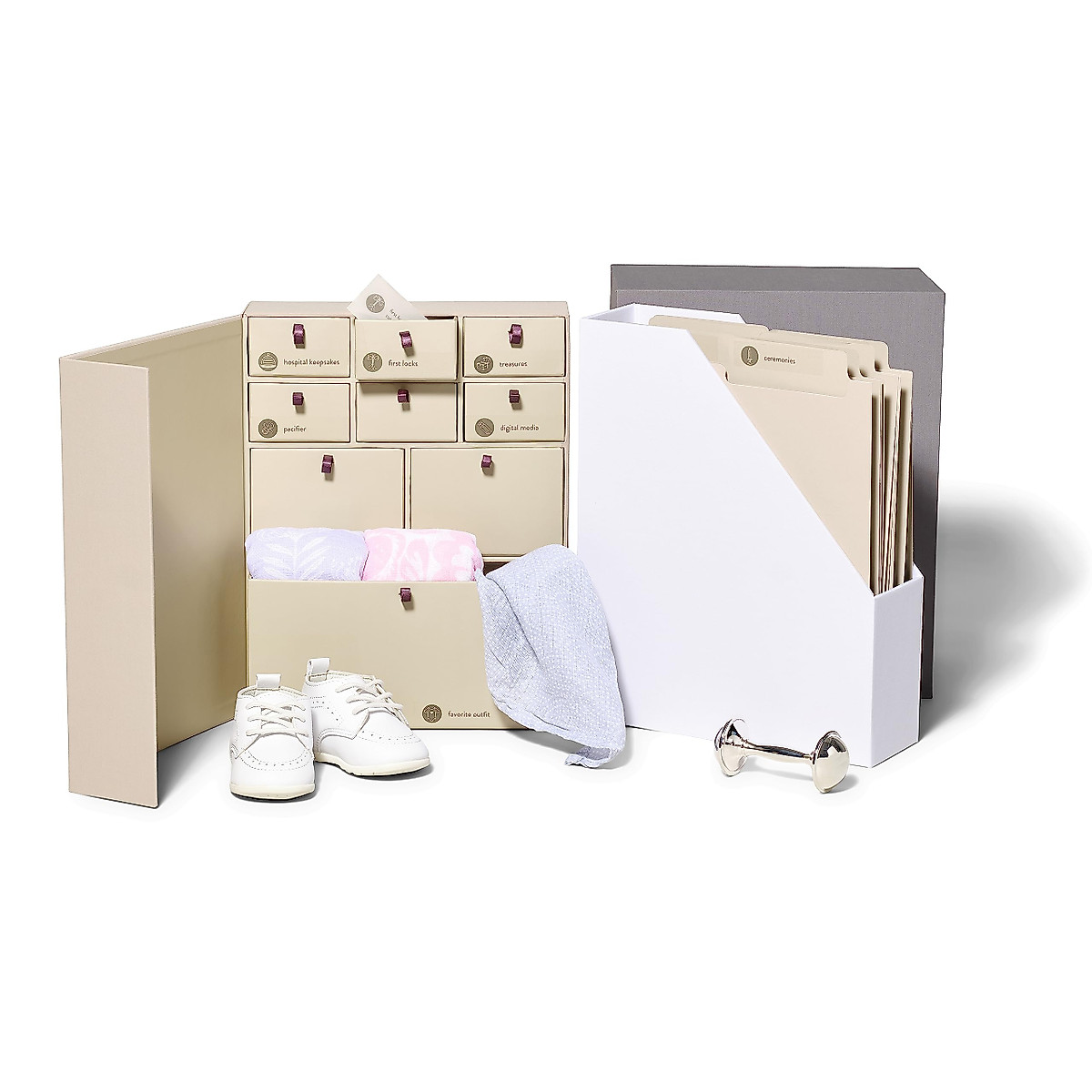 Savor | Personalized Deluxe Baby Keepsake Box | Fabric Bound Acid-Free Modern Gender-Neutral Newborn Keepsake and Memory Organizer with Labels |for Pregnancy, Mother’s Day, Baby Shower, New Baby