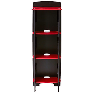 Legaré Furniture Children's Furniture 3-Tier Shelf Bookcase, Storage Organizer with Adjustable Shelves for Kids Bedroom, Red and Black
