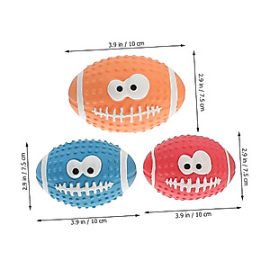 MERRYHAPY 3pcs Teething Ball Toys Teething Toy Squeaky Animal Chewing Toys Fetch Toys for Large Dogs Pet Chew Toys Balls for Dogs Rubber Balls Dog Balls Dog Sound Toy Emulsion Puppy