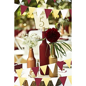 Maroon Gold Graduation Party Decorations 2023/Burgundy Gold Graduation Decorations/Maroon Grad/Birthday Party Decorations for Women White Burgundy Gold/4pcs Triangle Bunting Banners
