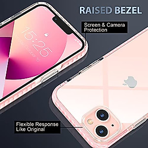 MILPROX Compatible for iPhone 13 Clear Case (2021), Crystal Transparent Cover Shockproof Protective Heavy Duty Bumper Shell Anti-Yellow Anti-Scratch for iPhone 13 6.1" 【2 Cameras】 2021-Pink