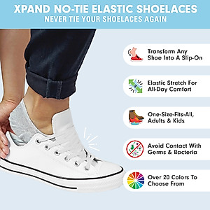 Xpand No Tie Shoelaces System with Elastic Laces - One Size Fits All Adult and Kids Shoes