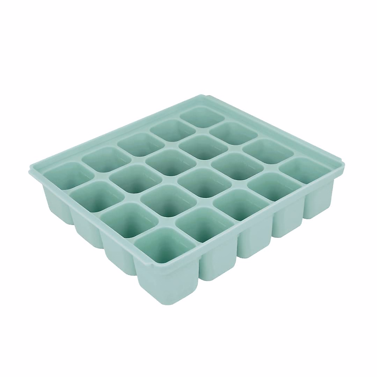 PETINUBE Silicone Freezer Tray, Baby Food Storage Cubes with Clip-On Lid, Freeze Baby Food, Soups, Purees, Ice, Easy and Safe Design, Made in Korea (20, Ocean Blue)