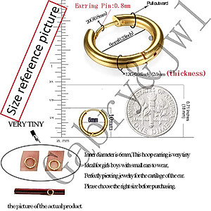 316L Surgical Stainless Steel Huggie Hoop Earrings 6mm Black Hypoallergenic Earrings Hoop Cartilage Helix Lobes Hinged Sleeper Earrings For Men Women(A03:6mm Black(THK 2.0mm))