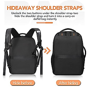 Conworld Travel Backpack 2 in 1, 40L Carry on Backpack Flight Approved for Men Women, Combination Carry on Backpack Lightweight Business Weekender Bag Overnight Backpack With 6 Storage Bags, Black