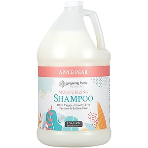 Ginger Lily Farms Botanicals Moisturizing Shampoo for All Hair Types, 100% Vegan & Cruelty-Free, Apple Pear Scent, 1 Gallon Refill (128 fl oz)