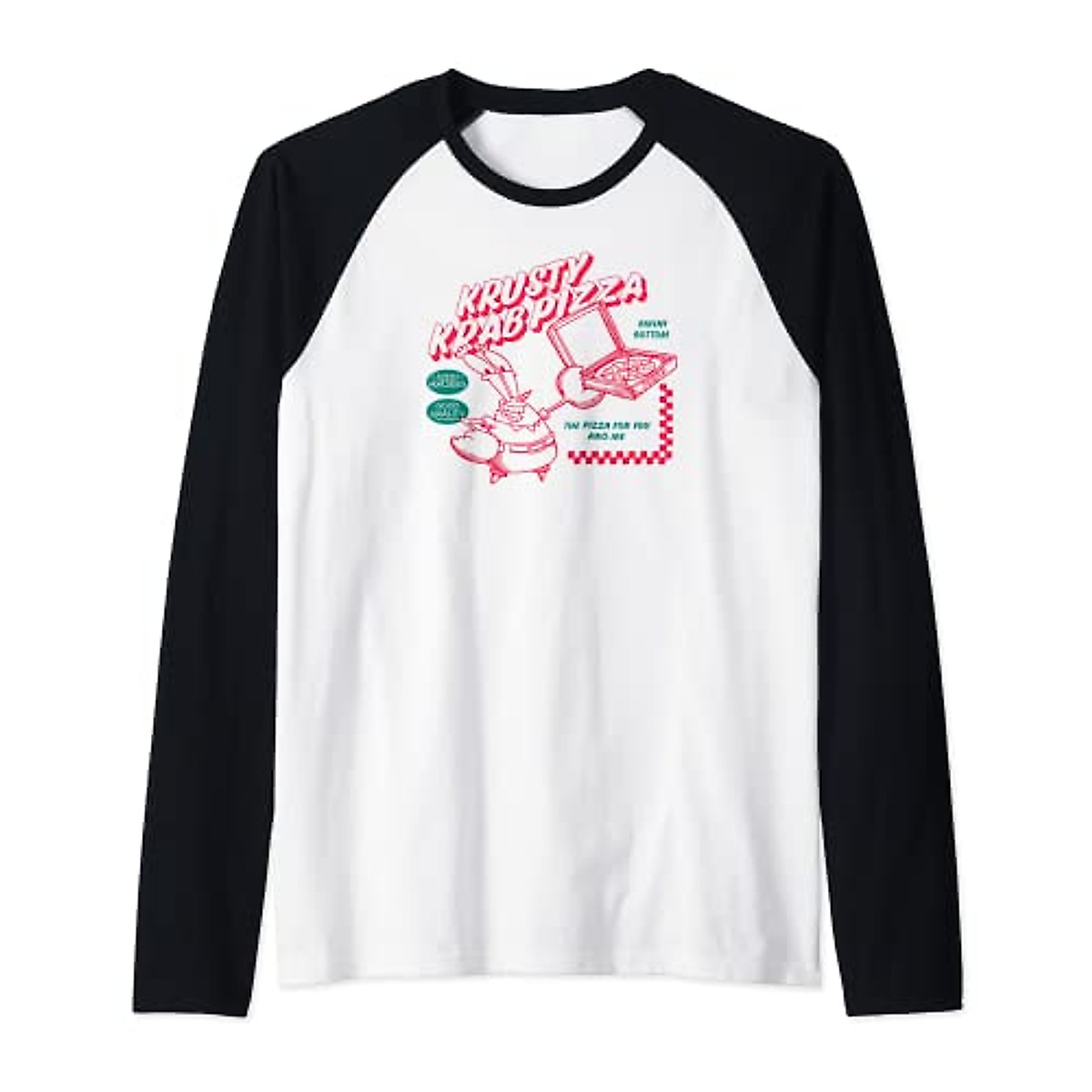 Amazon Essentials SpongeBob SquarePants Mr. Krabs Krusty Krab Pizza Raglan Baseball Tee
