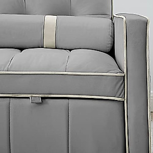 HomSof Modern 55.5" Pull Out Sleep Bed 2 Seater Loveseats Sofa Couch with Side Pockets Adjsutable Backrest and Lumbar Pillows for Apartment Office Living Room, Style E, Grey