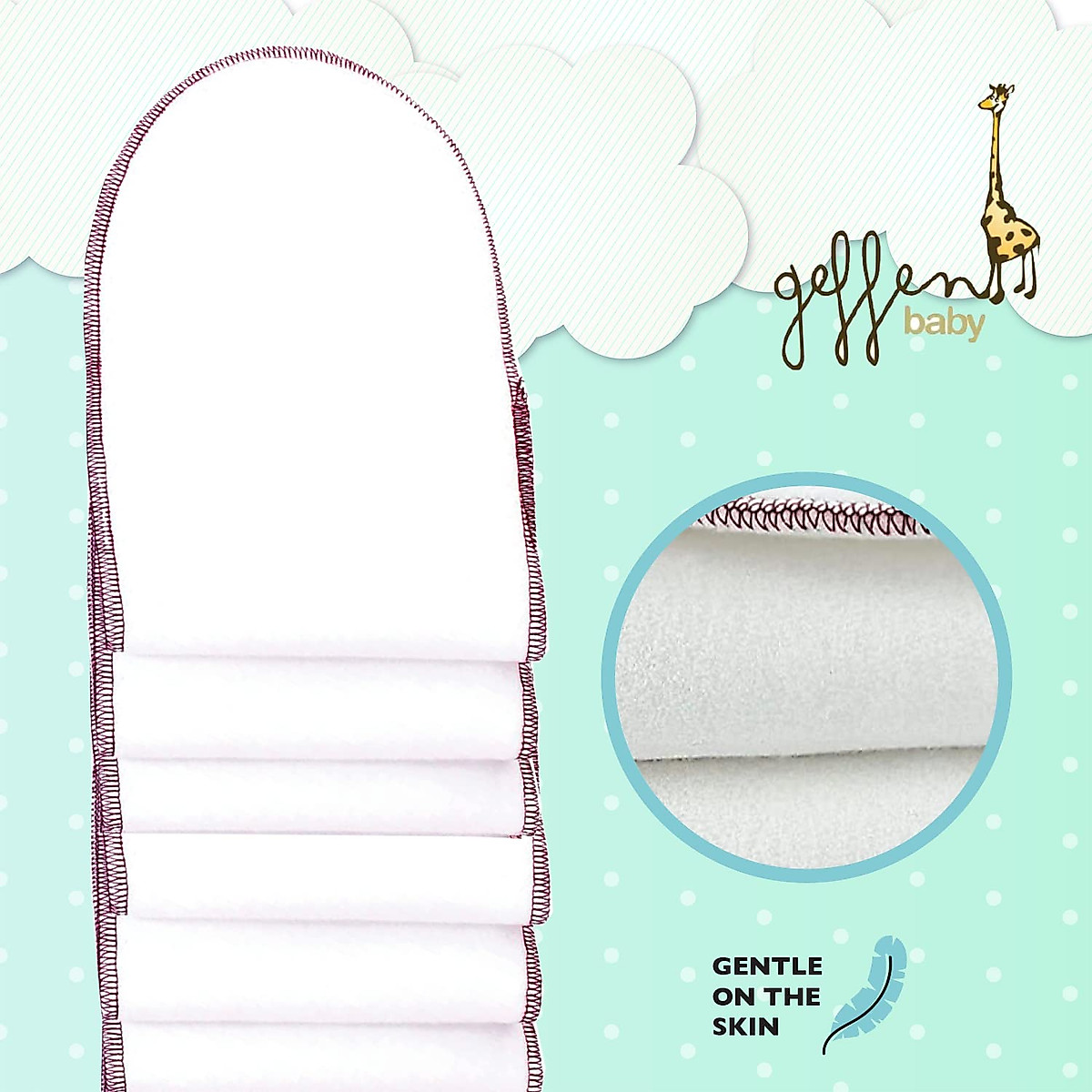 Geffen Baby Super Absorbers Plus Cloth Diaper Inserts, Reusable Liners for Baby Diapers, Booster Pads for Overnight Bedwetting, Nap Time, or Day Time Heavy Wetters, 5 Layer Absorbent Insert, 6 Pack