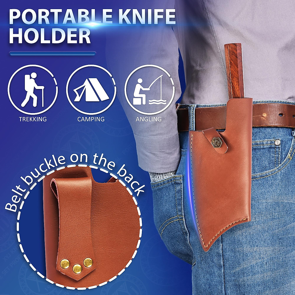 XYJ Leather Sheath Edge Guards Blade Protector With Loop Belt For Outdoor Camping