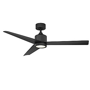 Lotus Smart Indoor and Outdoor 3-Blade Ceiling Fan 54in Matte Black with 3000K LED Light Kit and Remote Control works with Alexa, Google Assistant, Samsung Things, and iOS or Android App