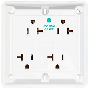 Leviton 21254-HW 20 Amp, 125 Volt, Industrial Series Extra Heavy Duty Hospital Grade, 4-In-1 Receptacle, Straight Blade, Grounding, White