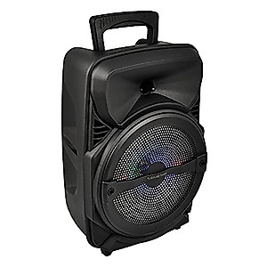 Sound Town 8-inch 2-Way Portable PA Speaker with Built-in Rechargeable Battery, 1 Wired Mic, Bluetooth, USB, SD Card Reader, LED Light (OPIK-8PS)