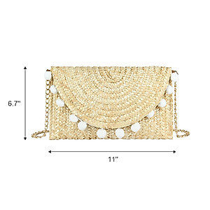 Freie Liebe Straw Crossbody Purse for Women Summer Beach Handmade Shoulder Bag Casual Envelope Woven Handbags