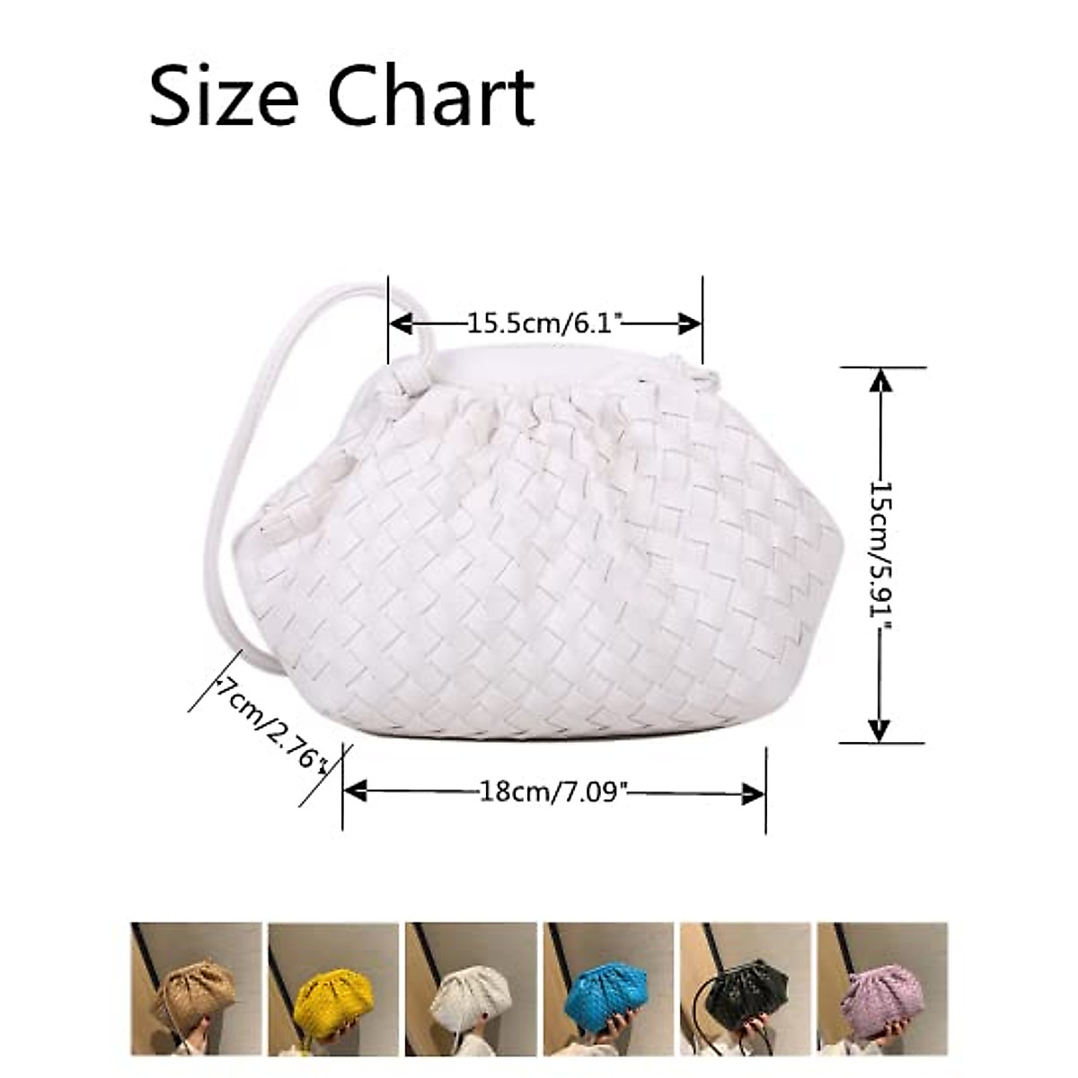 HANDAFA Ladies Satchel Purse Hand-woven Shoulder Bag For Women Weave Dumpling Bag(Yellow)