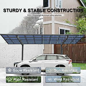 17x9x11 FT Outdoor Carport,Car Garage Shelter with Aluminum Metal Frame and Polycarbonate Panels,Heavy Duty Metal Carport Canopy,Weatherproof Single Side Garage Car Shelter Shade for,Car,Truck,Gray