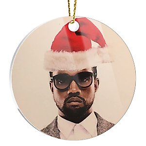 Round Ornament Christmas Decoration Kanye Home Decor Acrylic West Gift Home Decor Circle X-mas Xmas Gift Christmas for Holiday and Events