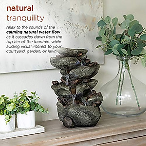 Alpine Corporation TZL154 Alpine Fountain with LED Light Rainforest Rock Frountain, 9" L x 8" W x 14" H, Mixed Colors