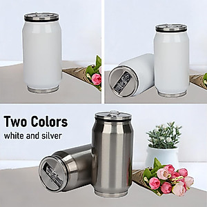 Custom 17oz Insulated Can Personalized Photo Picture Text or Logo Stainless Steel Double-walled Tumblers Great Gifts on Birthdays Father's Day Halloween Thanksgiving Christmas (Silver, Custom 17)