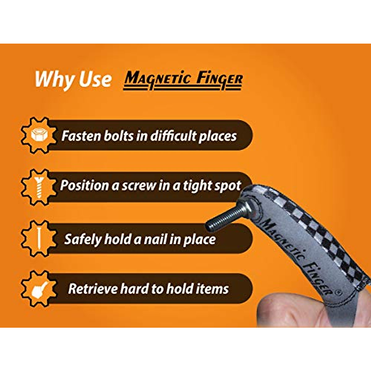 Magnetic Finger The Original Magnetic Finger Glove - Hold & Retrieve Any Small Ferrous Metal Object with Precise Control - Convenient Magnetic Pickup Tool Ideal for Tight Spots at Home or on the Job