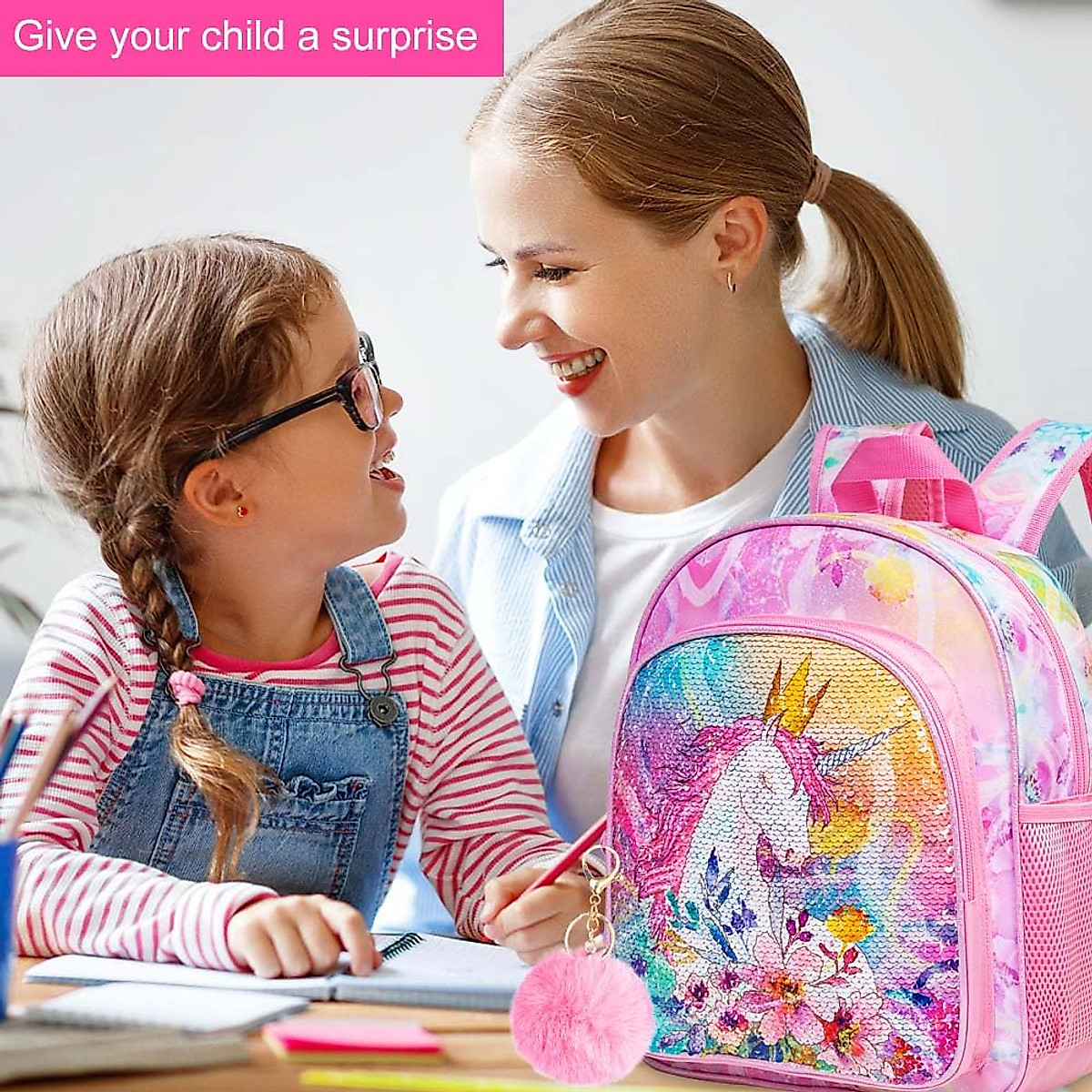 WZLVO Toddler Backpack for Girls, 12" Cute Unicorn Sequin Preschool Bookbag, Kindergarden School bag for little Kids