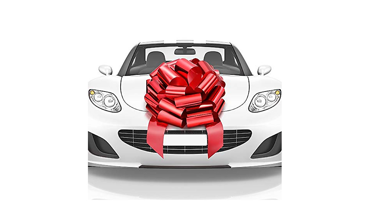 Big Red Car Bow - 18-inch Shiny Gift Bow for Cars & Gifts