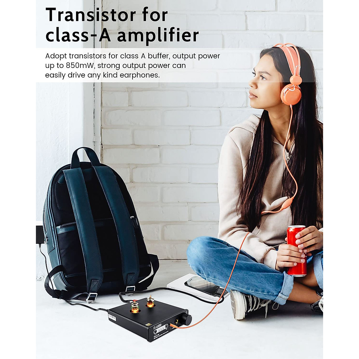 FX-Audio Tube-02 Pro Tube Headphone Amplifier, Vacuum 5725 Tube Preamp, Mini Hi-Fi Integrated Stereo Class A amp Supports 32-600 ohms of Headphones, for Stereo Amplifier/Active Speaker