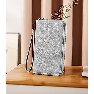 BROMEN Women Handbag Designer Leather Hobo Handbags Grey and Women Wallets Grey Bundle