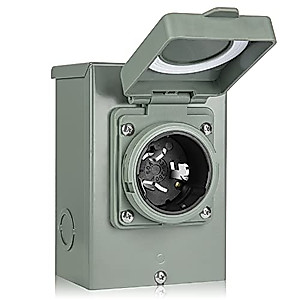 WELLUCK 50 Amp Generator Power Inlet Box, NEMA 3R Power Inlet Box with 3 Prone, PB50, SS2-50P, 125/250 Volt, 12500W Generator Inlet for Outdoor Receptacle, Generator Outlet, Weatherproof, ETL Listed