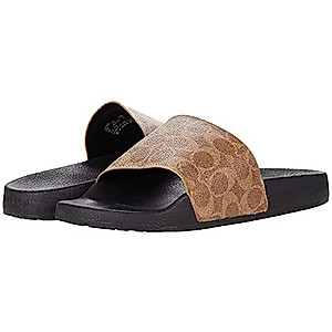 COACH Signature Coated Canvas Pool Slide Tan Signature 12 D (M)