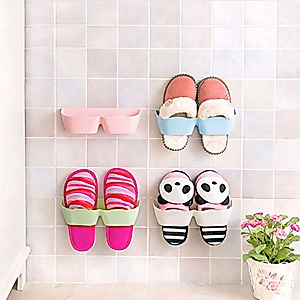 DHTDVD Wall Mount Slippers Hanging Shelf Holder Storage Rack Foldable Shoes Rack Double-Layer Slippers Storage Organizer (Color : D)