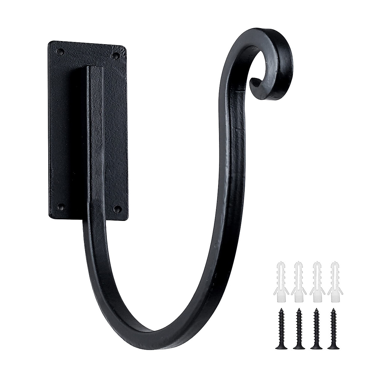 JUNSHUO Hose Holder Wall Mount （Metal/8-Inch） Heavy-Duty Garden Hose Hanger Outdoor, Hand-Forged Hose Rack Mount