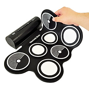 Pyle Electronic Roll Up MIDI Drum Kit W/ 9 Electric Drum Pads, Foot Pedals, Drumsticks, & Power Suppl Quick Setup Tabletop Roll Up Drum Kit Pre-Loaded W/Drum Electric Kits & Songs - AZPTEDRL14