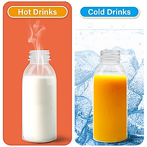 EONJOE Dishwasher Safe 16oz Plastic Bottles with Caps Reusable BPA Free PP5 Juice Milk Water Smoothie Bottle Heat-Resistant Refillable