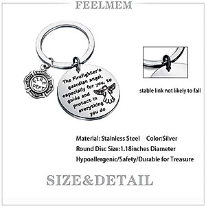 FEELMEM Firefighters Prayer Keychain Fire Rescue Firefighter Gift A Firefighter’s Guardian Angel Keyring Firemen Angel Gift