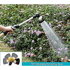 ESOW Garden Hose Wand 16 Inches, Watering Sprayer Wand with 9 Watering Patterns, 180° Adjustable Swivel Head, 100% Heavy Duty Metal Hose Nozzle, Thumb Control On Off Valve