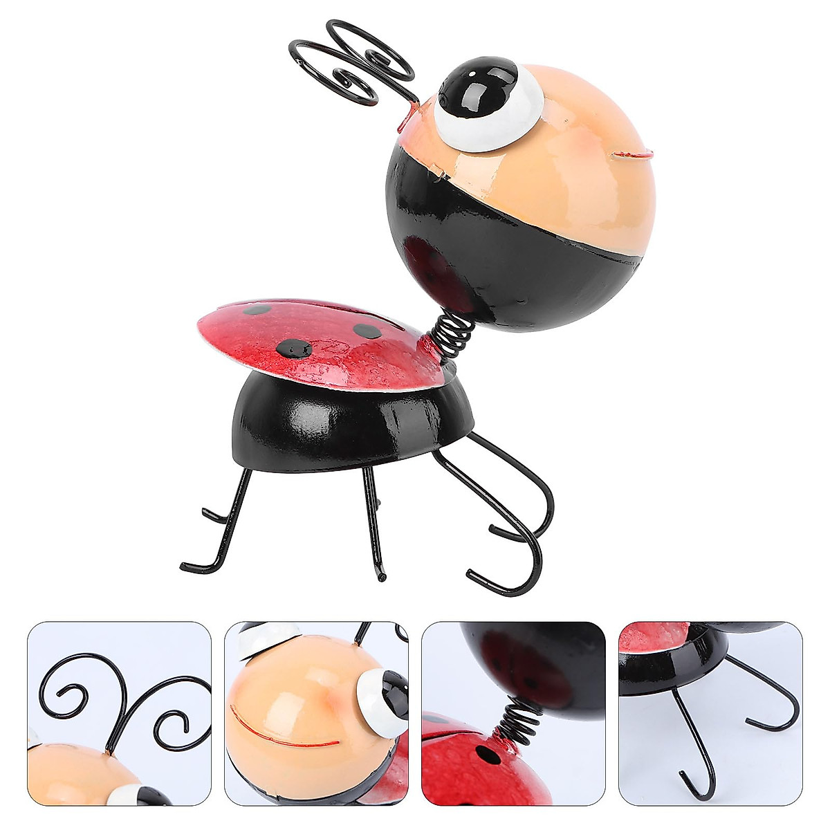 Metal Garden Art Decoration Ladybug Garden Outdoor Statue Decor Decorative Figurine for Path Yard Lawn Patio Backyard