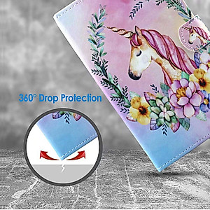 Universal 8.0" Tablet Case, AMOTIE Wallet Stand Cover Shockproof Case for iPad Mini 1 2 3 4 5/ Galaxy Tab E 8.0/ Tab A 8.0/ Fire HD 8 and More 7.5-8.5 inch Tablet， Pink Unicorn