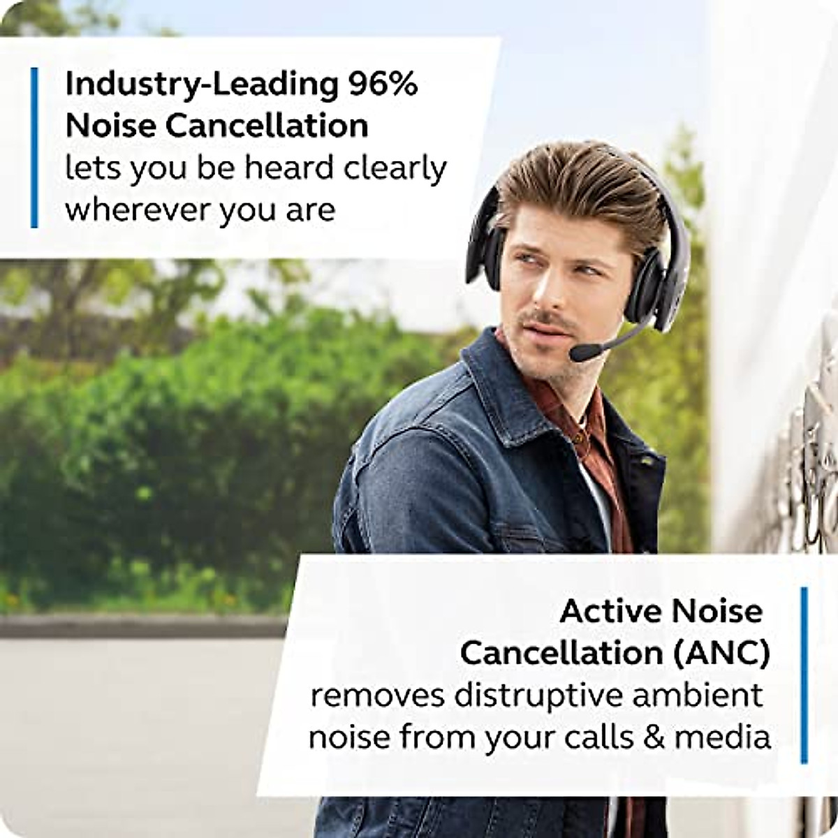 BlueParrott S650-XT Bluetooth – 2-in-1 Convertible Stereo to Mono Headset with Activated Noise Cancellation, Extended Wireless Range and IP54-Rated Protection, Black