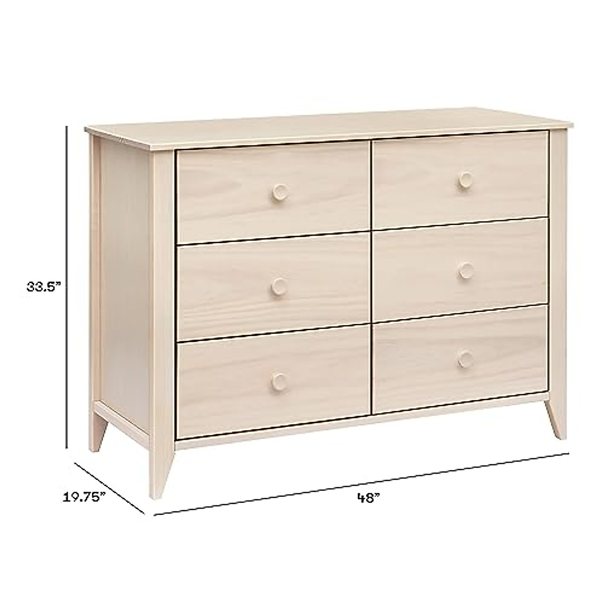 Babyletto Sprout 6-Drawer Dresser for Kids Bedroom - Baby Dresser for Nursery - Double Chest of Drawers for Boys and Girls - GREENGUARD Gold Certified Wood Dresser for Living Room - Washed Natural