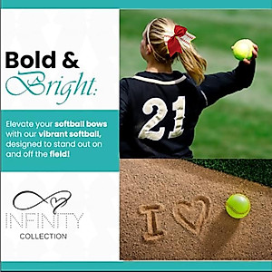 Sportybella - Baseball Stitch Hair Accessories for Girls - Red and White Softball Print Hair Bows, Ponytail Holders Gift Set - 6.5"