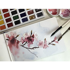 Watercolor Journal, 3.5x5.5”, 140 LB, 300 GSM, tumuarta Cotton Paper, Cold Press, 24 Sheets, 48 Pages, Watercolor Paper Sketchbooks for Use As Travel Notebook and Mixed Media Pad On The Go