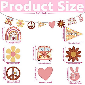 UOMNICUE 20PCS Hippie Party Decorations Groovy Retro Hippie Boho Rainbow Daisy Flower Party Theme Hanging Swirl Banner Party Supplies for Home Ceiling Streamers Birthday 60s 70s Retro Party Favors