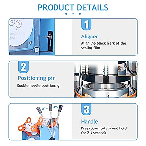 Manual Cup Sealing Machine 300-500 Cups/Hour Electric Cup Sealer for 180mm Tall &95mm Cup 110V US Plug