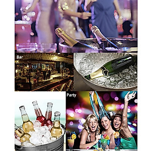 Stainless Steel Champagne Bowl Ice Bucket, Bar Ice Bucket, Large Size Ice Bowl Metal Bar Beer Barrel Champagne Wine Big Ice Bucket for Home Bar - 15.35" x 9.65''